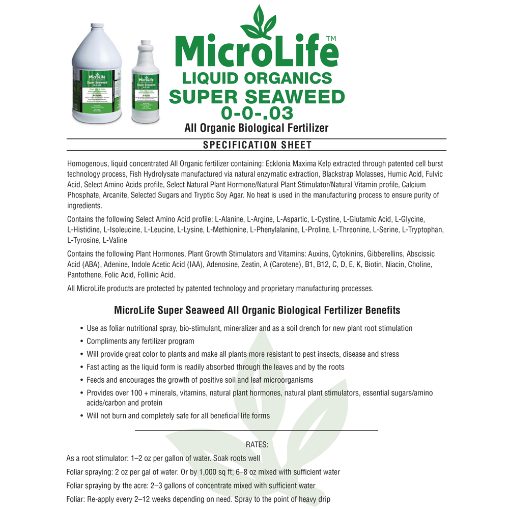 MicroLife Super Seaweed (0-0-0.03) | Green-Eco Provisions